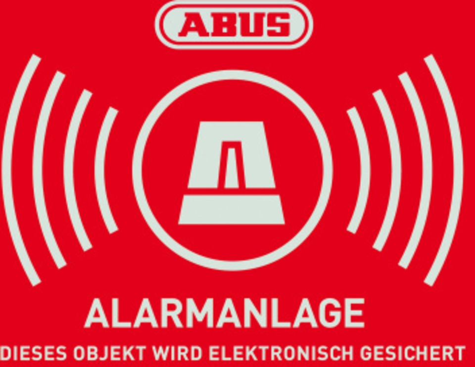 Waarschuwing alarmsysteem met ABUS-logo