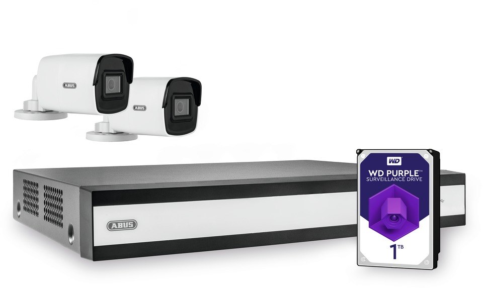 All-in-one set for video surveillance with 2 PoE cams