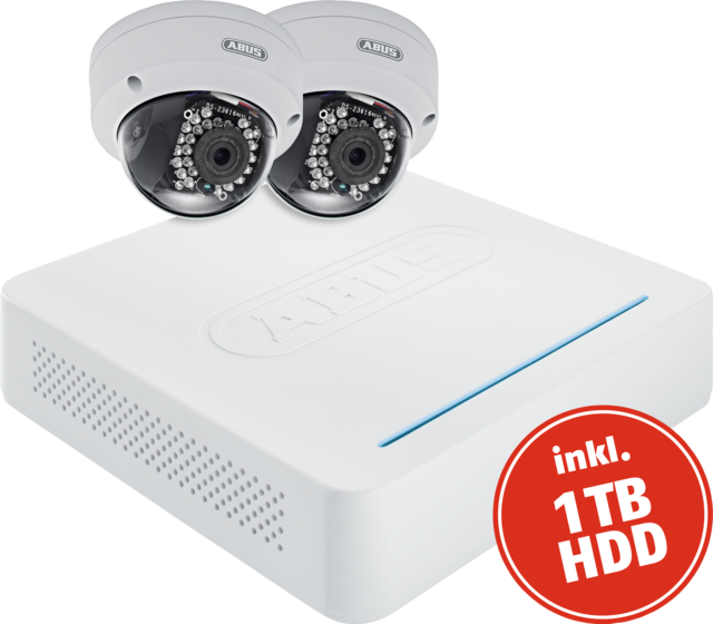 Video Surveillance Set: Network Recorder + 2 Outdoor Dome Cameras