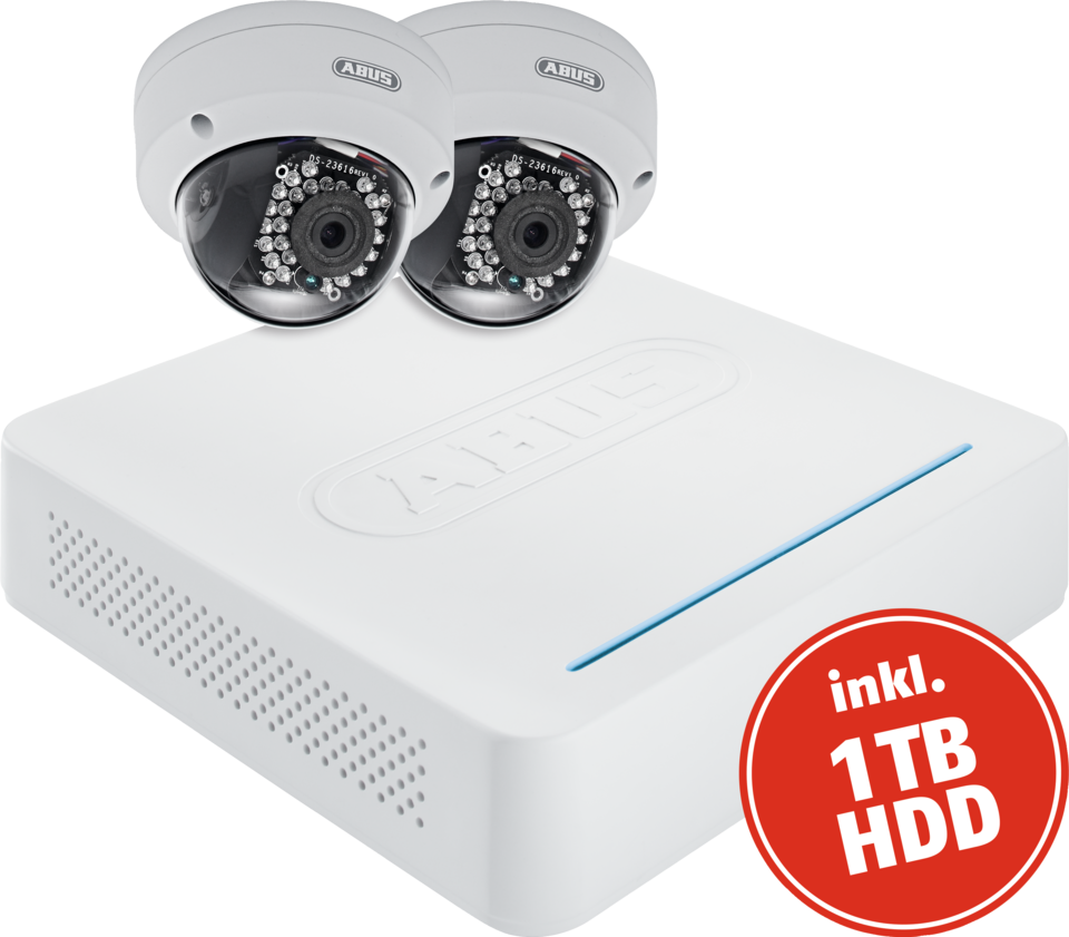 Video Surveillance Set: Network Recorder + 2 Outdoor Dome Cameras