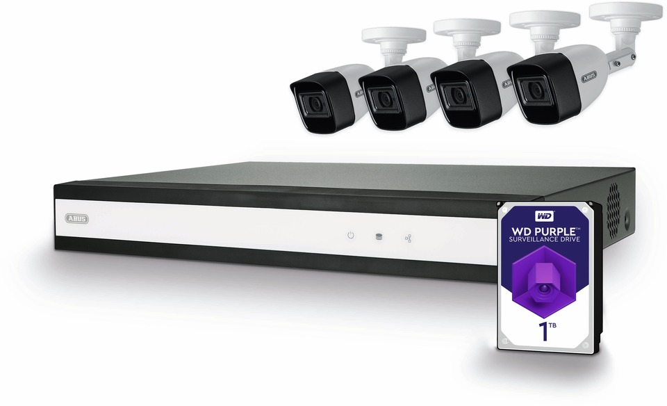 All-in-one set for surveillance with 4 analogue HD cams